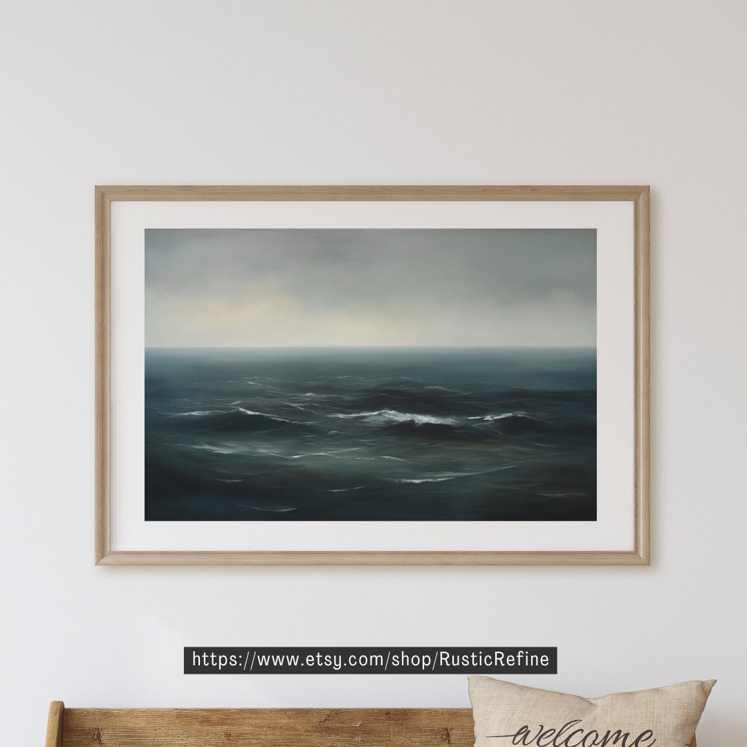 Moody Ocean Print | Moody Seascape Print | Seascape Painting Digital ...