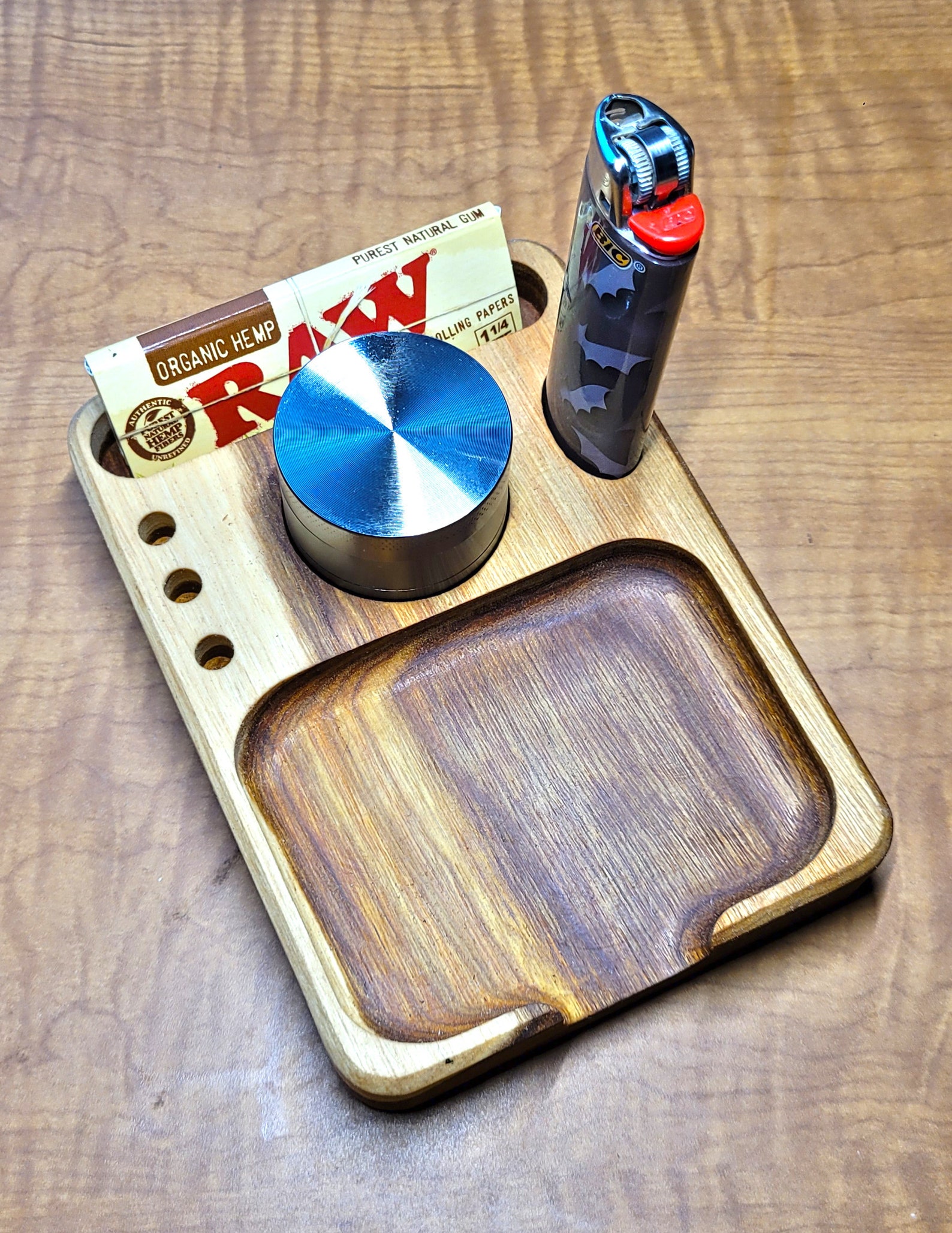 Wood Rolling Tray Hardwood Canary Wood Handmade Wood Mini Rolling Tray ...