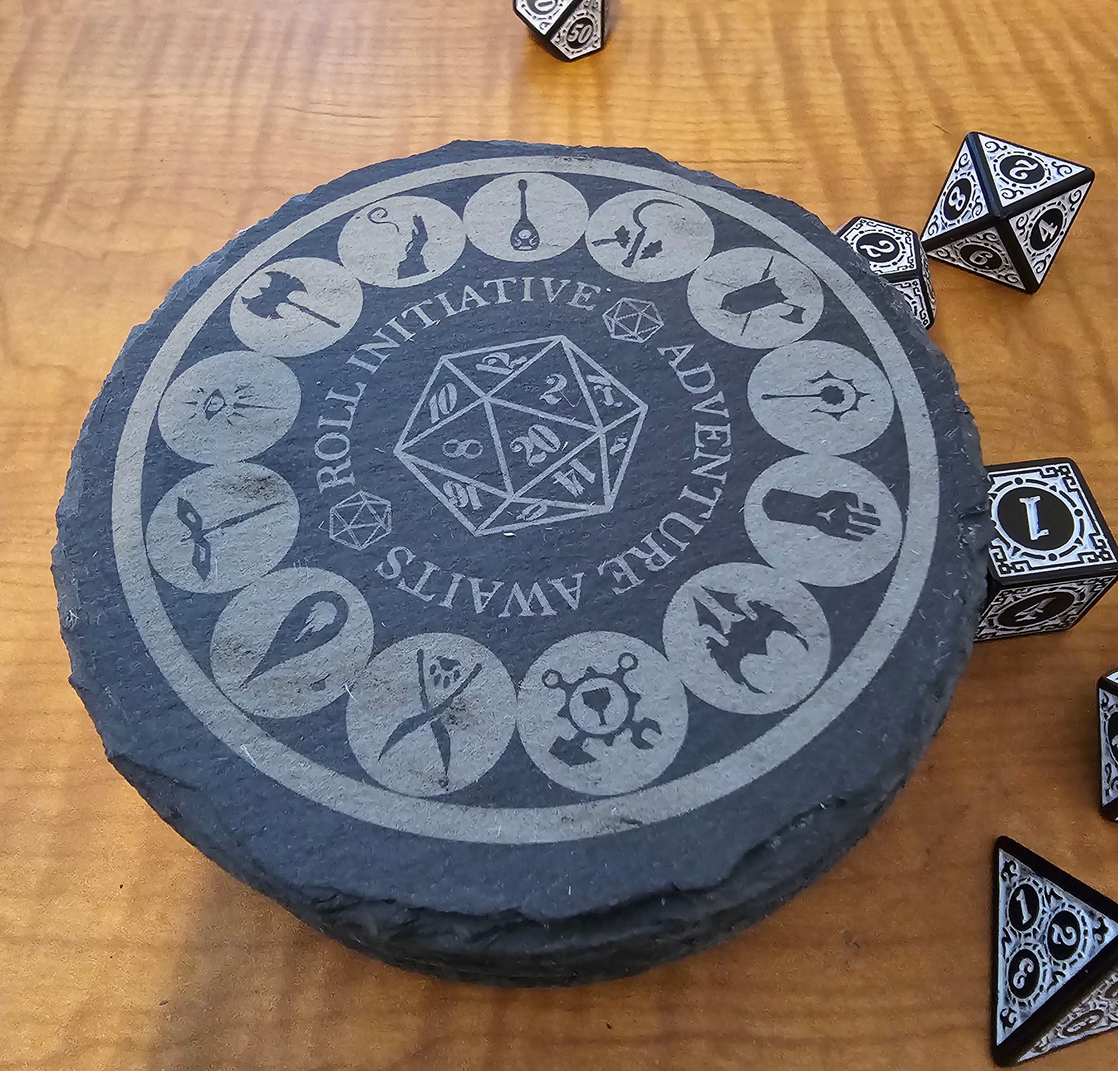 Handmade Slate Drink Coasters With Dnd Class Symbols - Etsy
