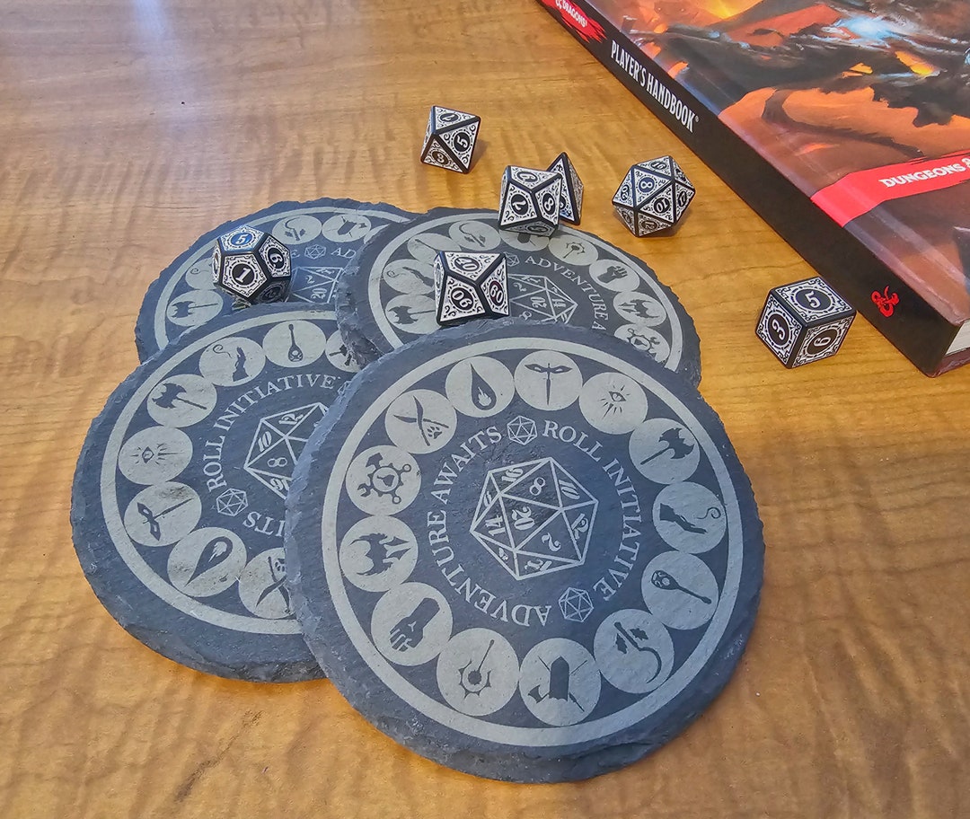 Handmade Slate Drink Coasters With Dnd Class Symbols - Etsy