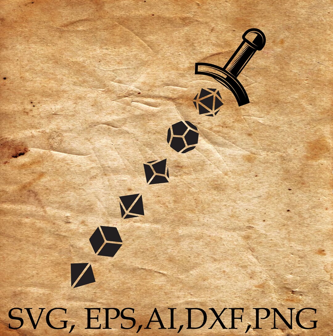 RPG Dice Sword SVG, D20, Polyhedral Dice Clip Art, Rpg Games, Role ...