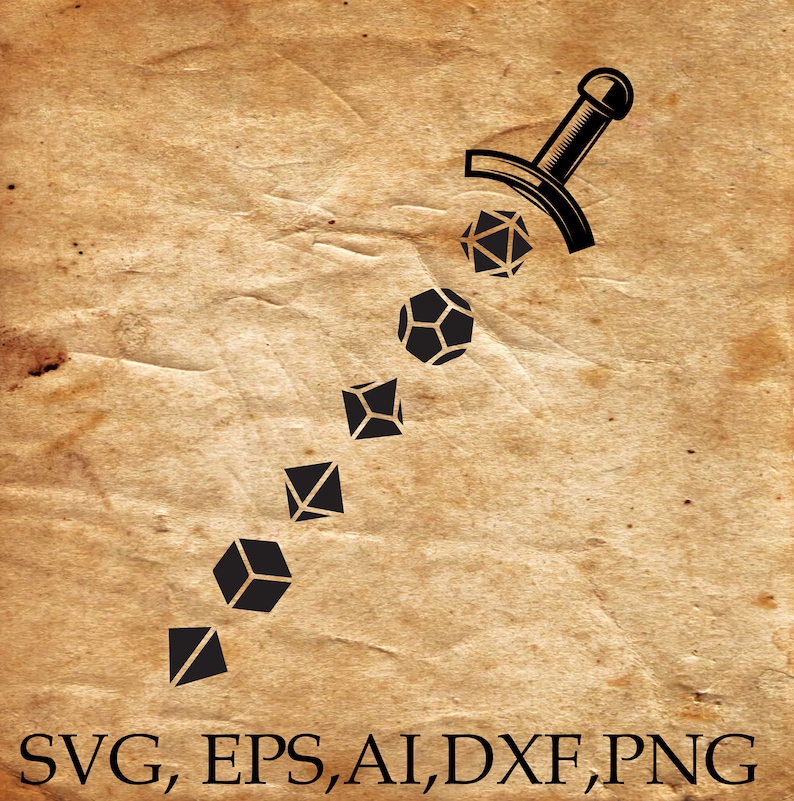 RPG Dice Sword SVG, D20, Polyhedral Dice Clip Art, Rpg Games, Role ...