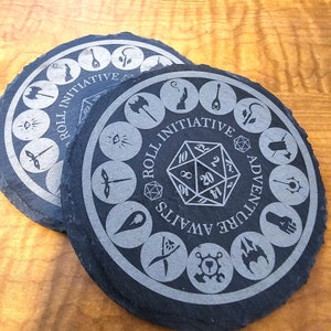 Handmade Slate Drink Coasters With Dnd Class Symbols - Etsy