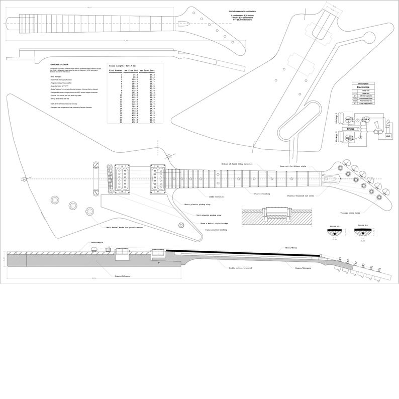 Gibson Explorer Electric Guitar PLANS to Make This Guitar - Digital ...