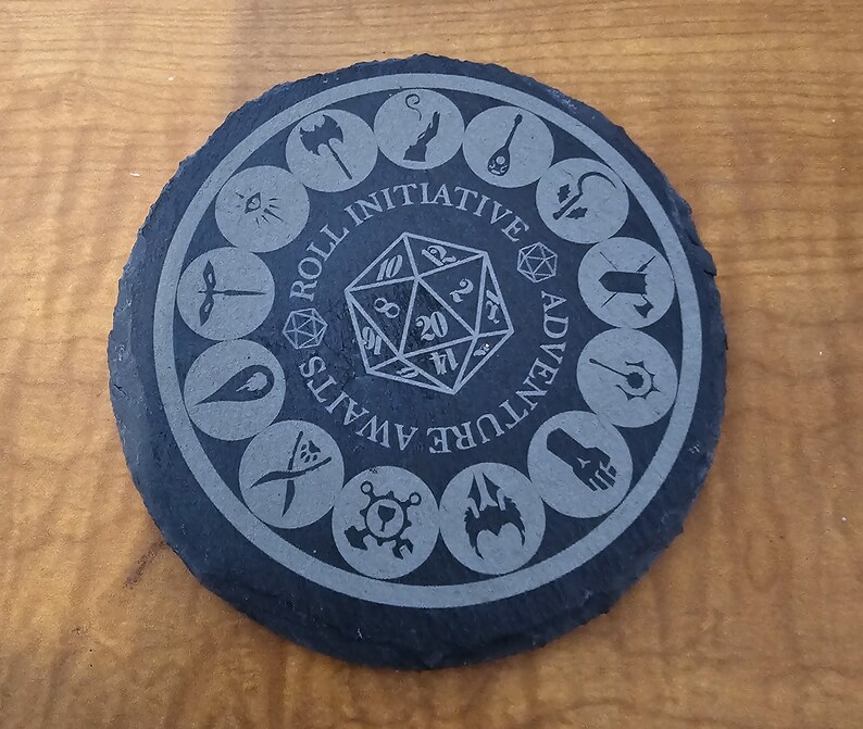 Handmade Slate Drink Coasters With Dnd Class Symbols - Etsy