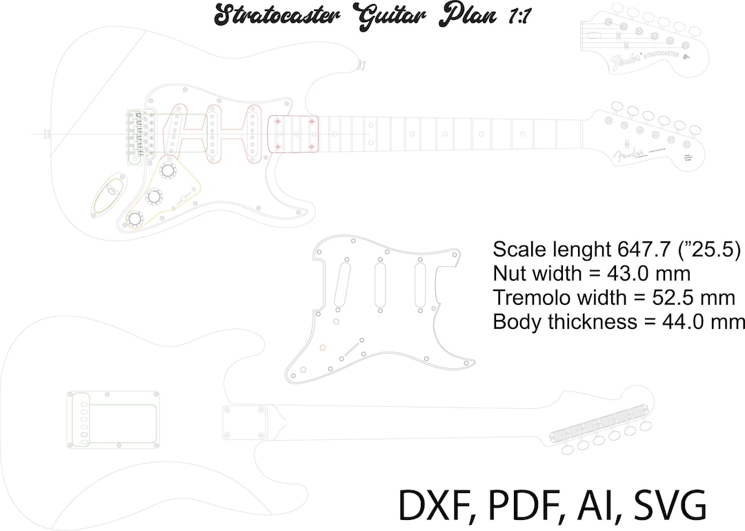 Stratocaster Electric Guitar PLANS to Make This Guitar - Digital ...