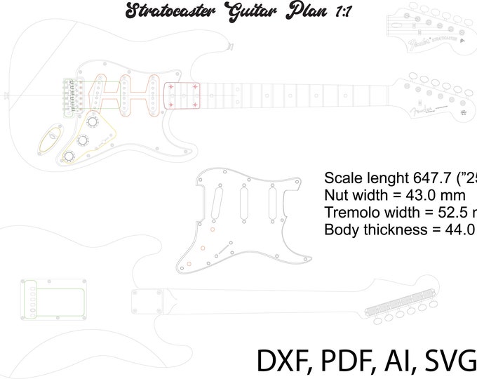 Fender Stratocaster Luthier Plans, PDF, Blueprint, Guitar Build - Etsy ...