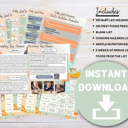 Baby Led Weaning 100 First Foods List & Baby Led Weaning Menu - Etsy