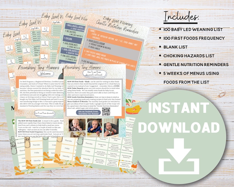 Baby Led Weaning 100 First Foods List & Baby Led Weaning Menu Bundle - Etsy