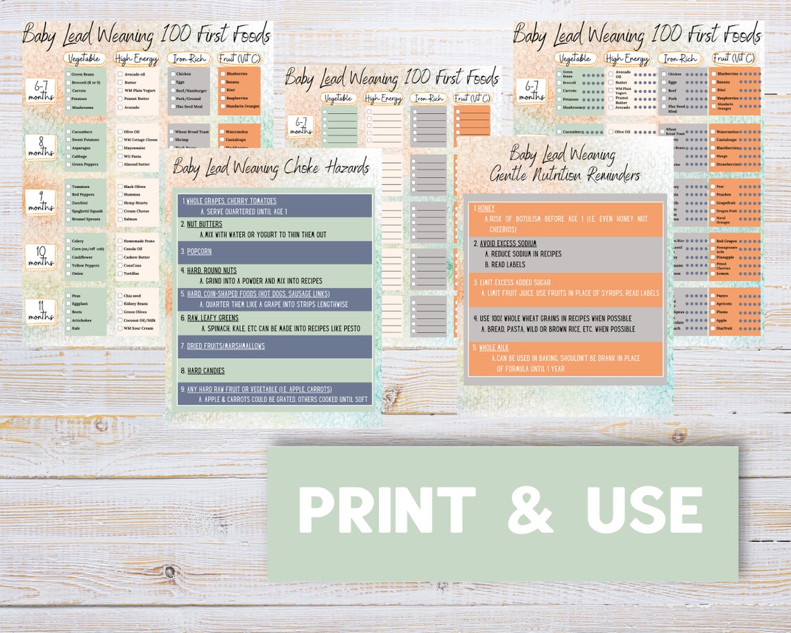 Baby Led Weaning 100 First Foods List & Baby Led Weaning Menu Bundle - Etsy