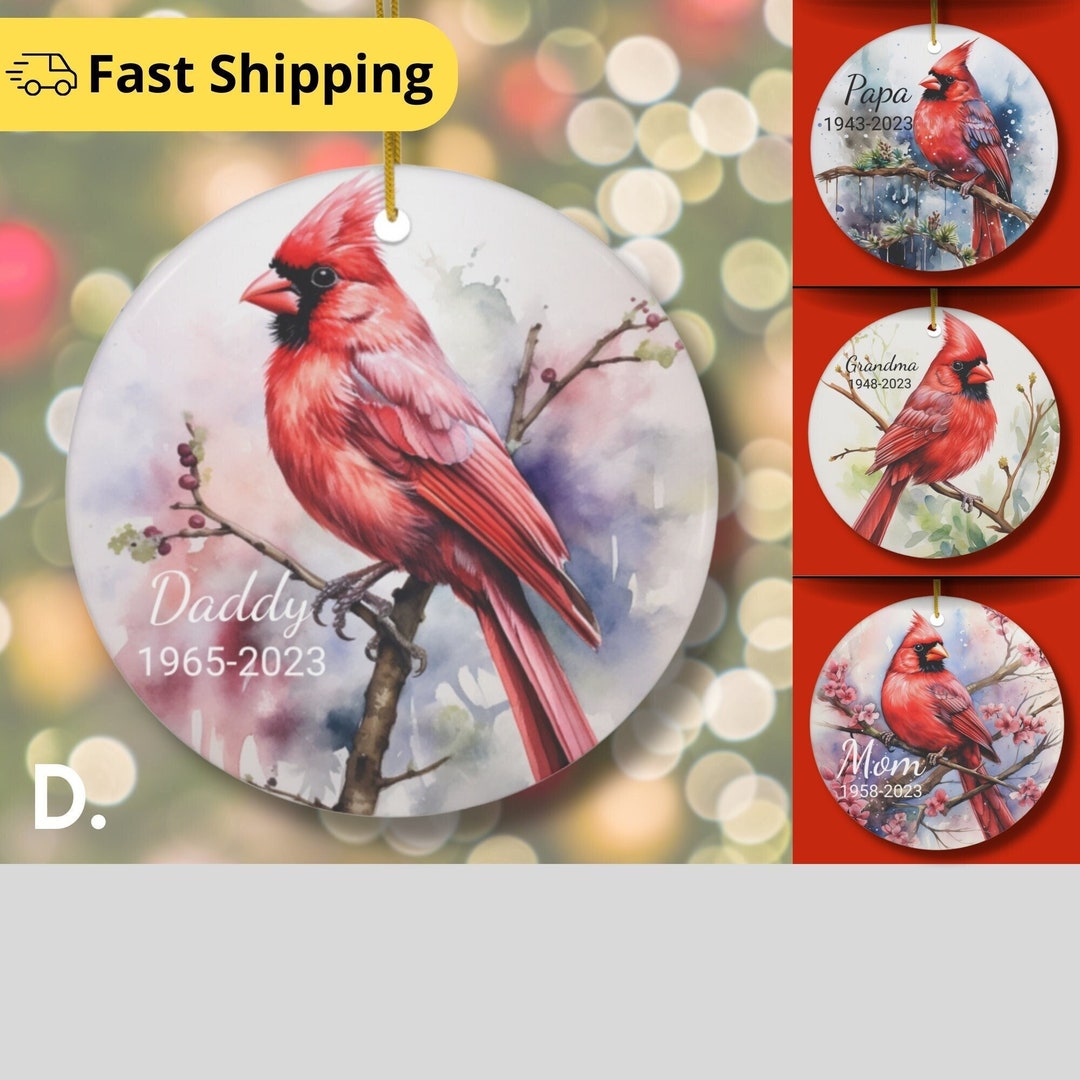 Red Cardinal Christmas Tree Ornament, Personalized Gift, Ceramic ...