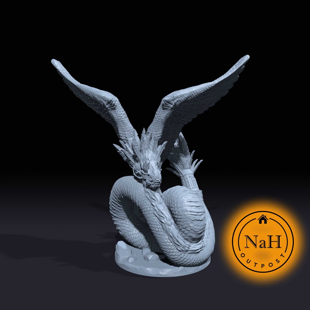 Couatl | Sky Serpent | Celestial Miniature for Tabletop Games Like D&D ...