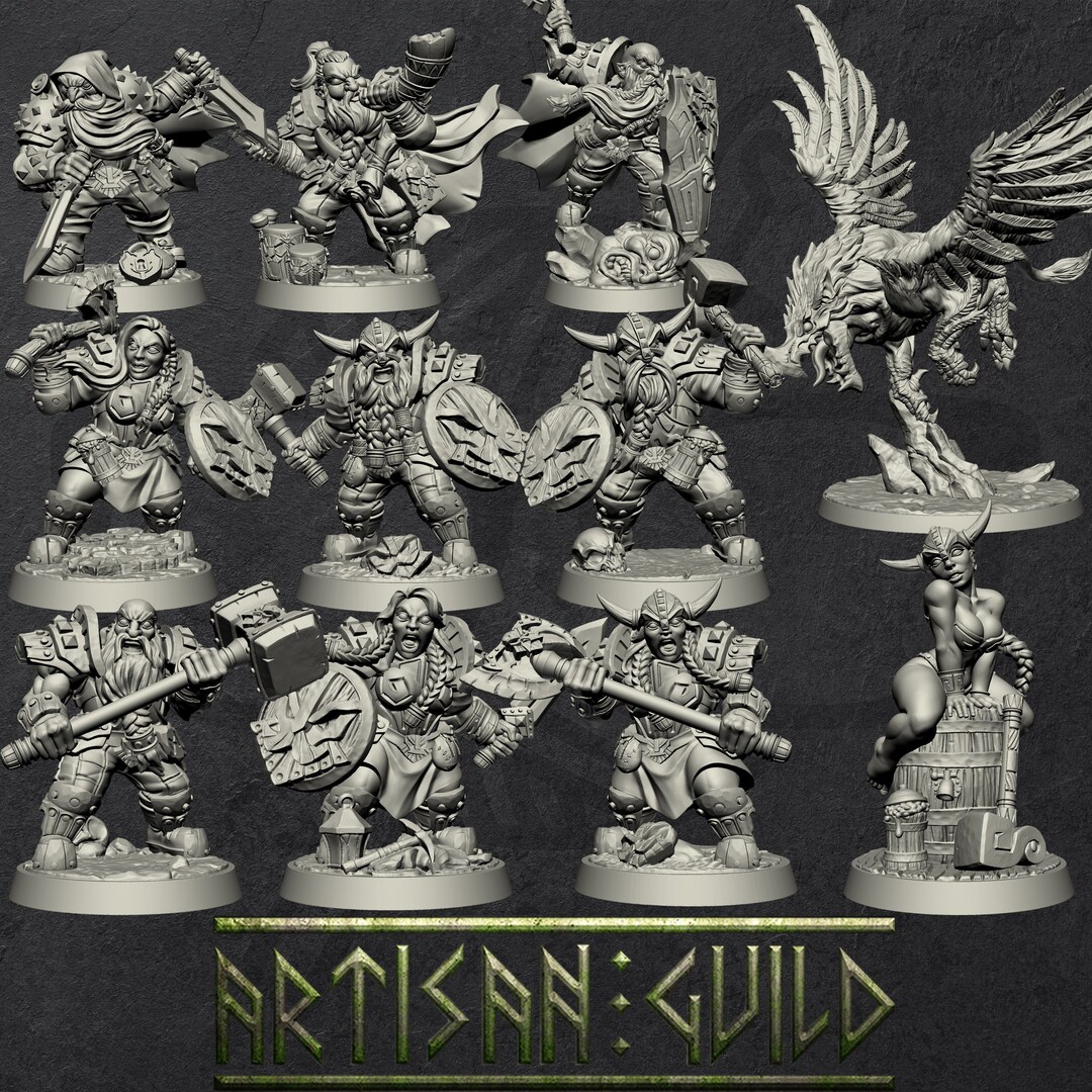 Dwarven Defender Set Modular Dwarf Miniatures Miniature for Tabletop ...