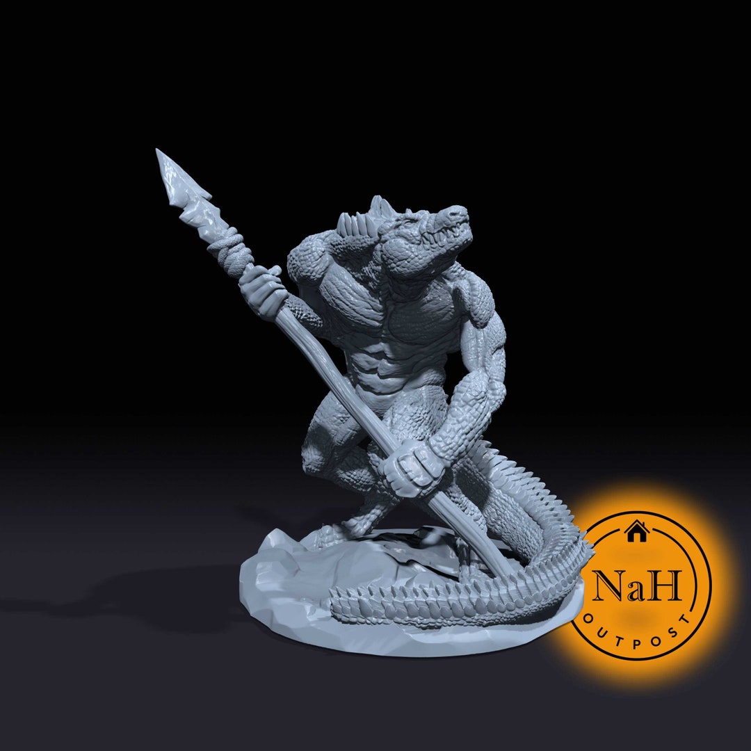 Crocman Miniature for Tabletop Games Like D&D and War Gaming - Etsy