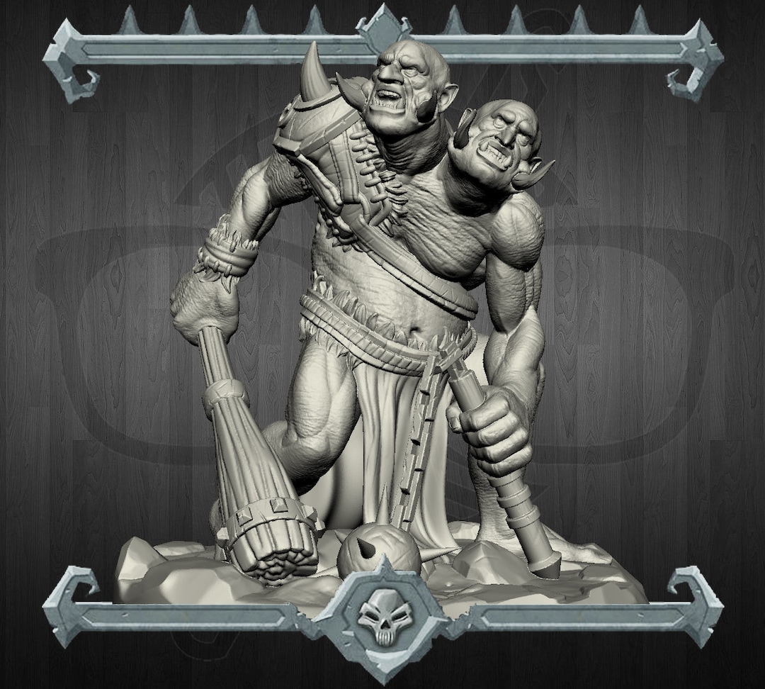 Maulgrin and Skullcracker Ettin Two Headed Ogre Miniature for Tabletop ...
