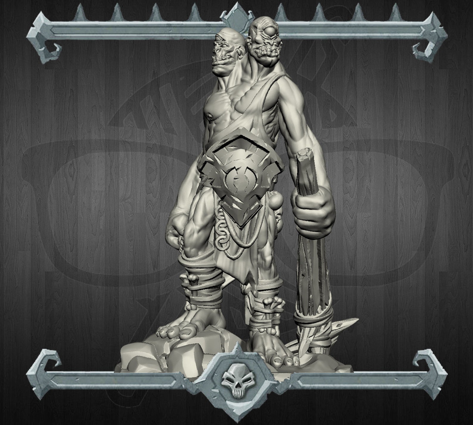 Ettin Two Headed Giant Miniature for Tabletop Games Like - Etsy