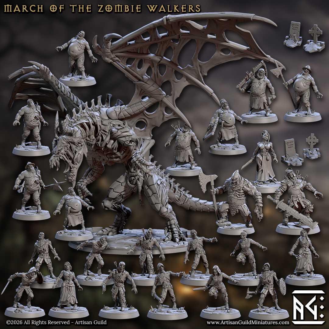 March of the Zombie Walkers | Undead Zombie Horde Miniature Set for D&D ...
