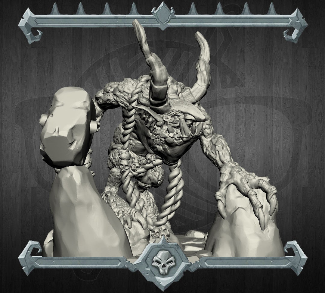 Shadowhorn, the Cave Stalker Great Horned Troll Miniature for Tabletop ...