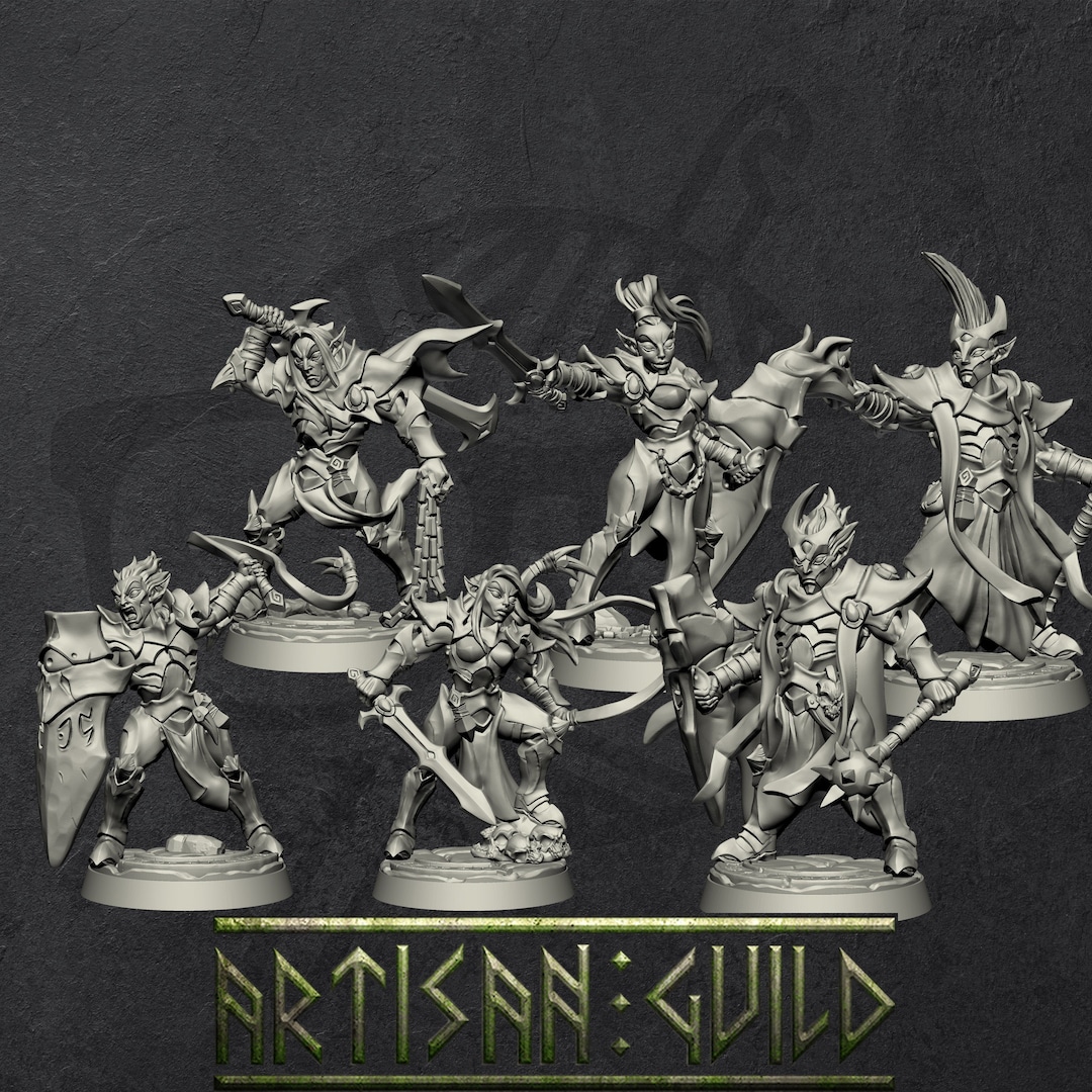 Ashen Alfar Inquisitors and Priests | Modular Drow | Elf Miniature for ...