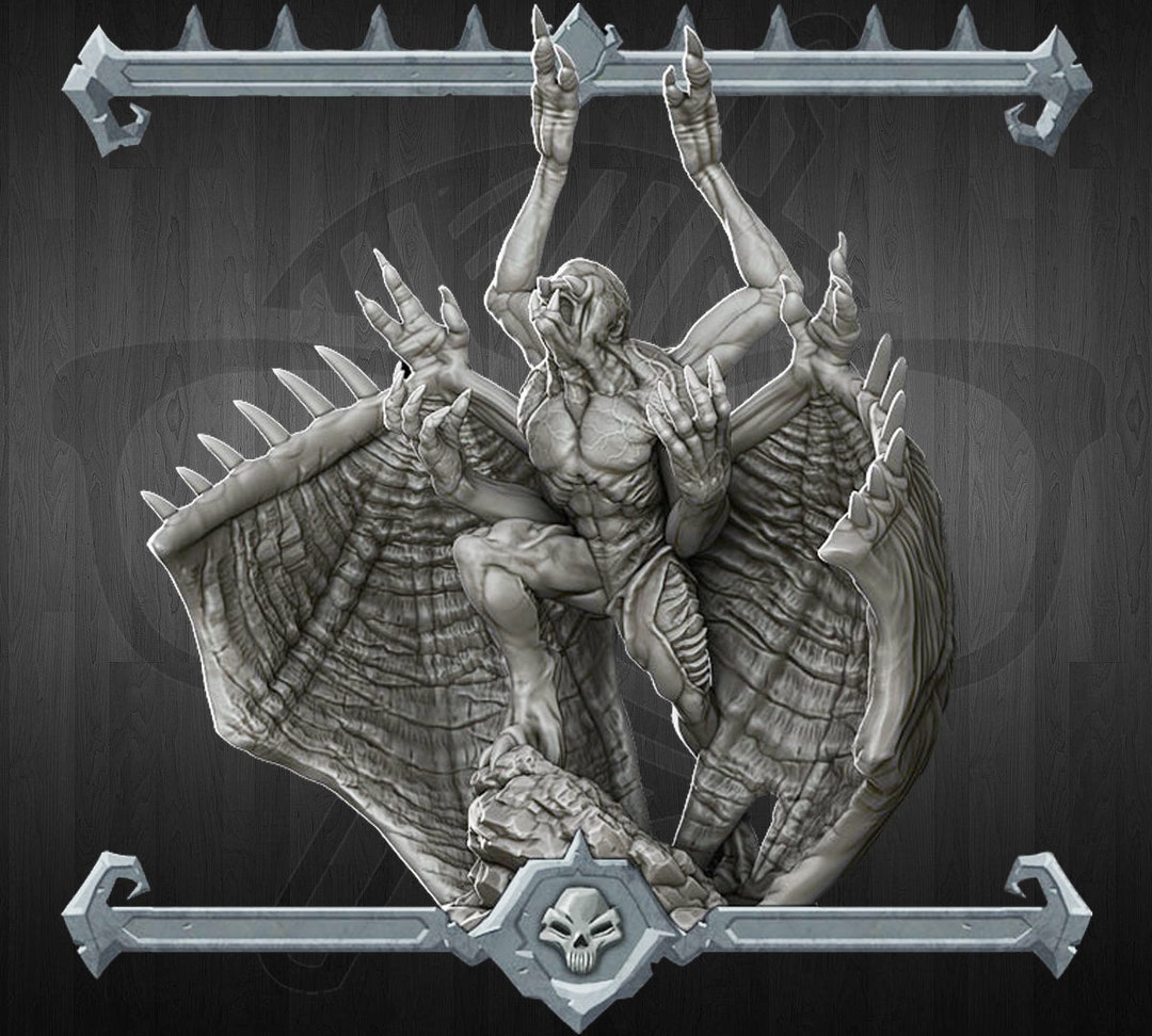 Primeval Vampire 4 Armed Gargoyle Miniature for Tabletop Games Like D&D ...