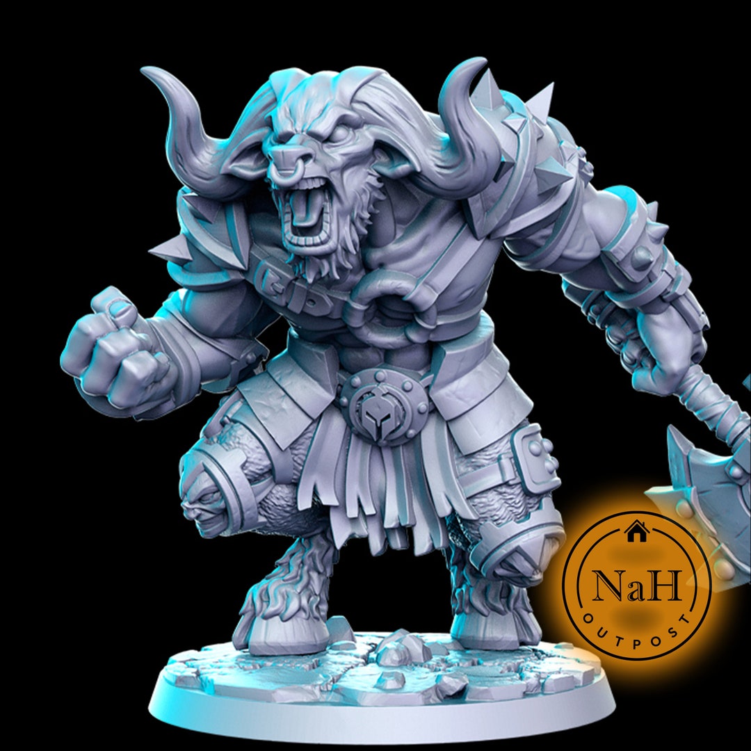 Spartaurus | Barbarian Minotaur | Gladiator Miniature for Tabletop Games Like D&D and War Gaming ...