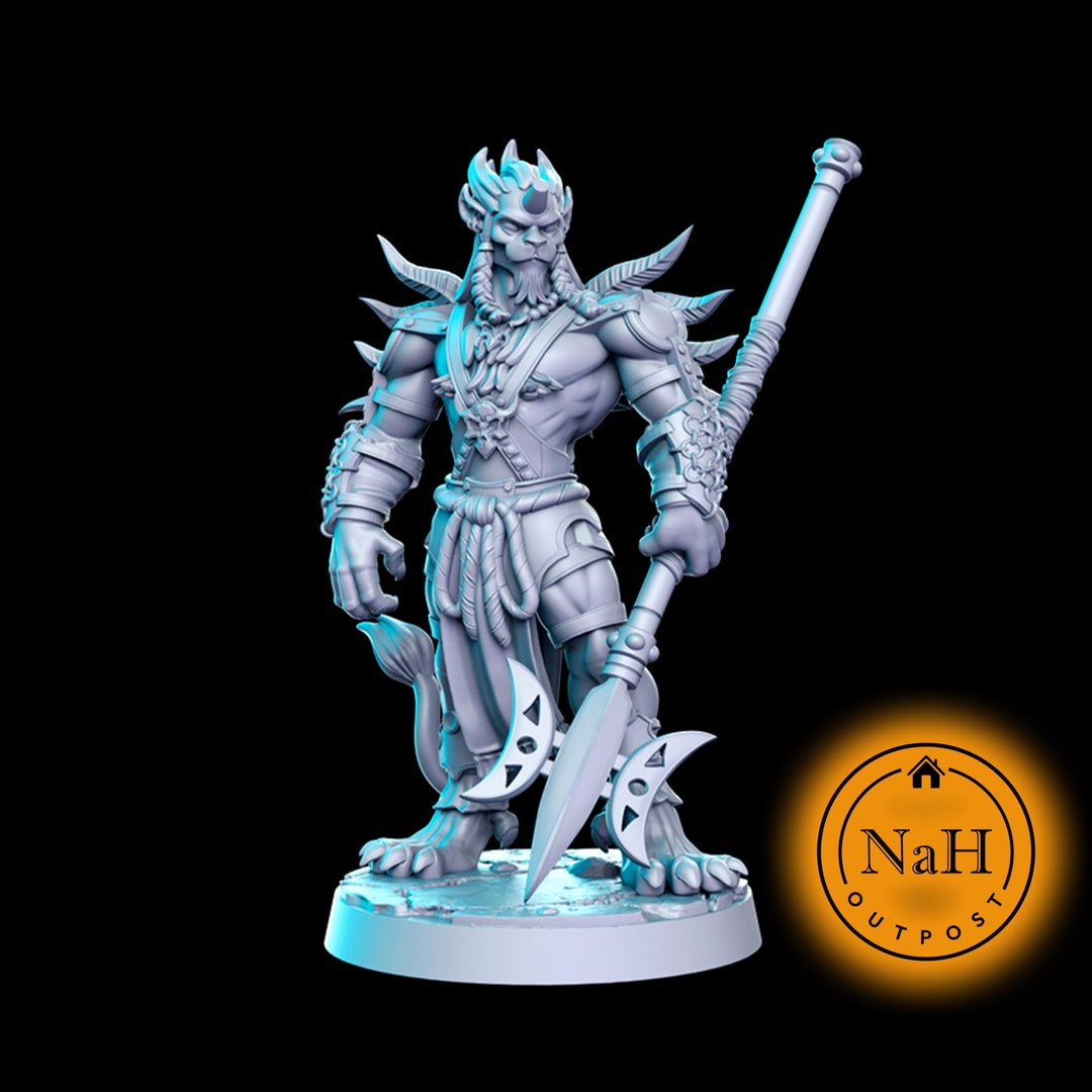 Leonar Frostmane | Kihmari | Lionfolk Warrior Miniature for Tabletop ...