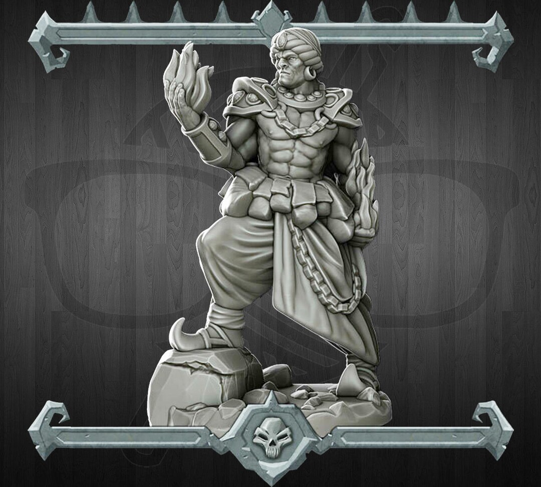 Azar the Flameborne Djinni Genie Half Fire Jinn Miniature for Tabletop ...