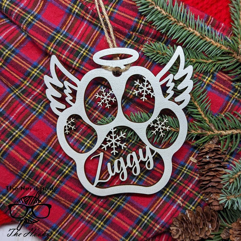 Memorial Pet Christmas Ornament Angel Snowflake Paw Print - Etsy
