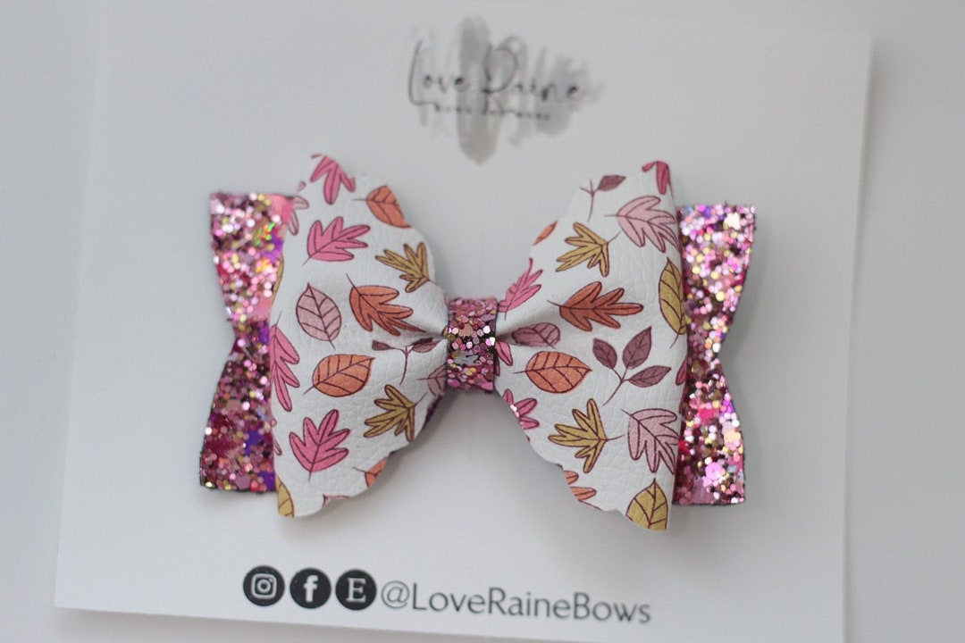 Fall Hair Bows, Autumn Hair Bows, Leafy Hair Bow, Leaf Hair Bows, Hair ...