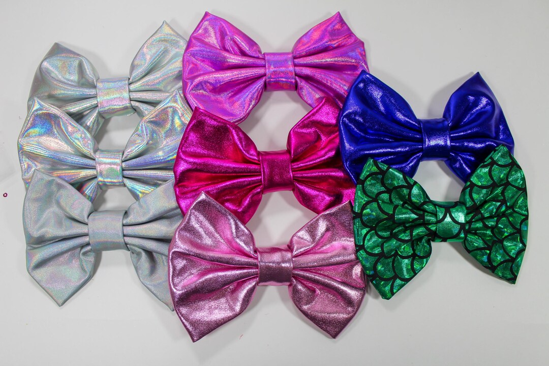 Set of Hair Bows, Metallic Fabric, Metallic Hair Bows, Hair Accessories ...