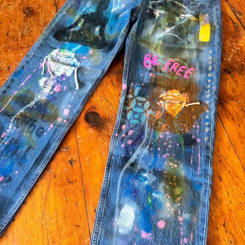 Hand Painted Jeans - Etsy