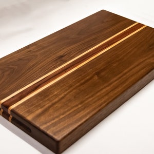 Walnut With Stripes of Maple and Red Marblewood Cutting Board - Etsy