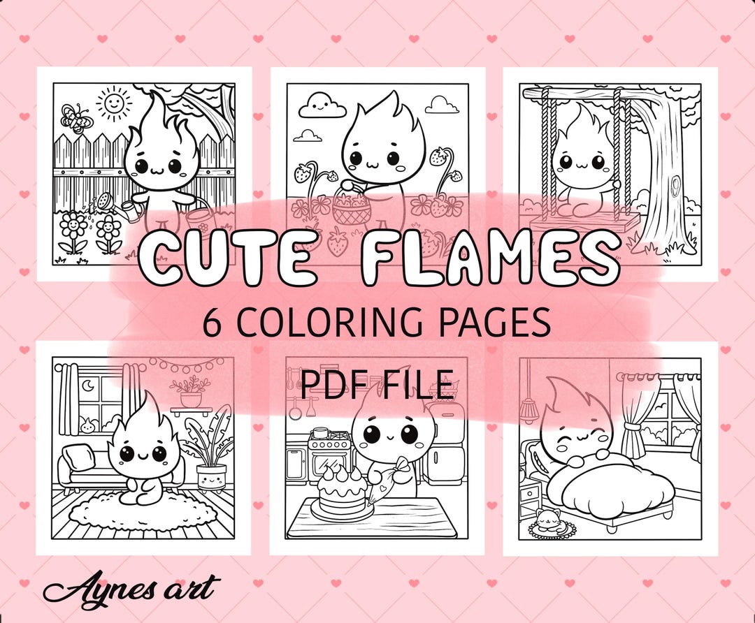 Cute Flames | Coloring Page | Cozy Flames | Coloring Book | PDF ...