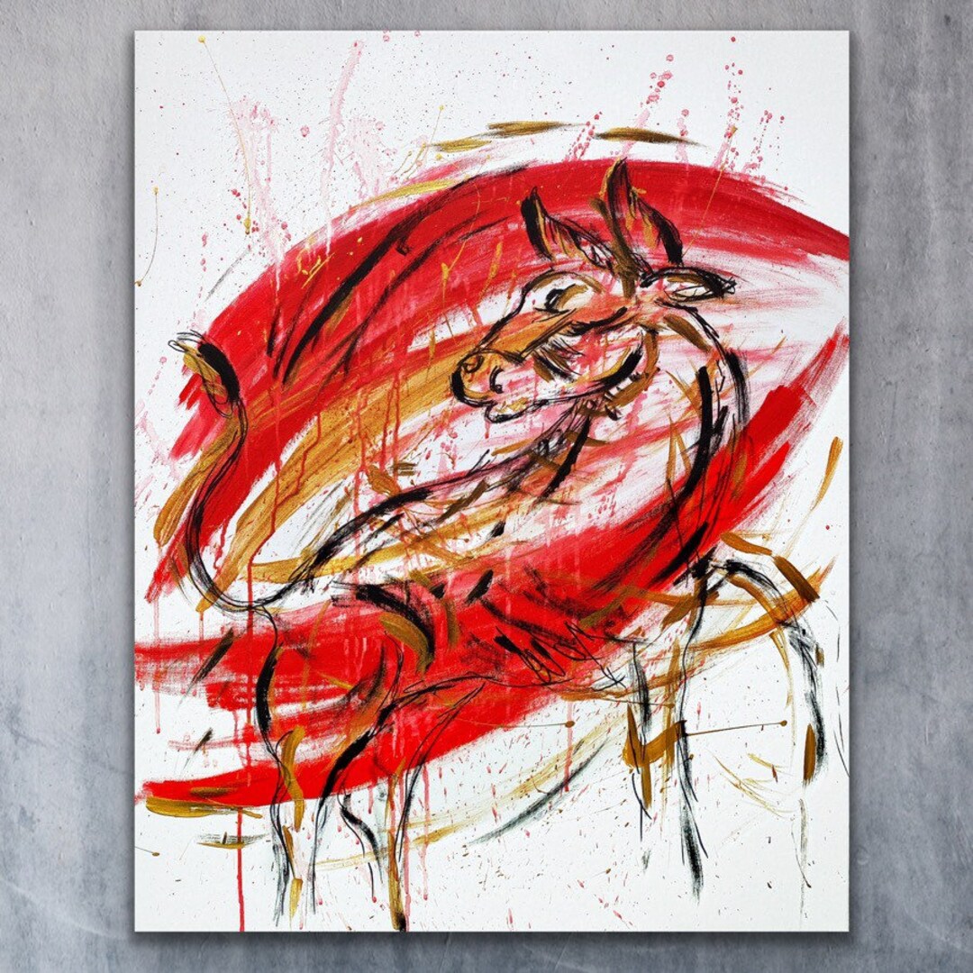 Original Artwork - Expressive Abstract Ox Painting - Etsy