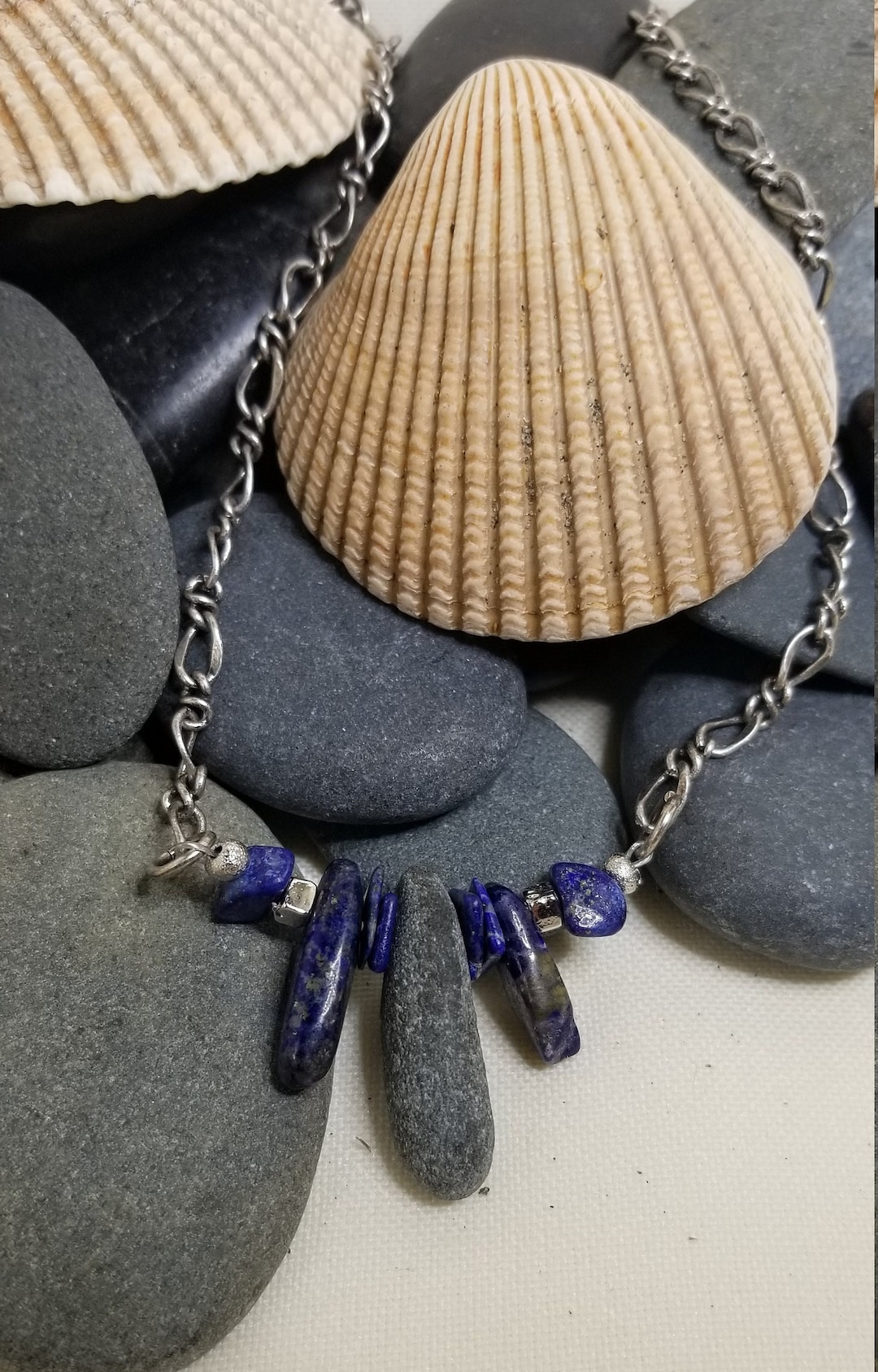 Lapis Lazuli, Beach Stone, Rutile Quartz, Black Stones, Necklace - Etsy