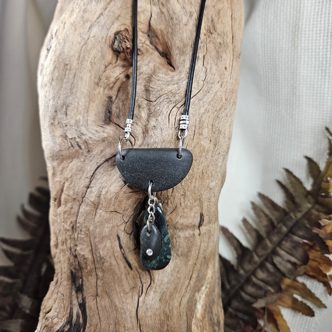 Kabamba Jasper, Drilled Lake Erie Black Stone PNW Black Beach Stone ...