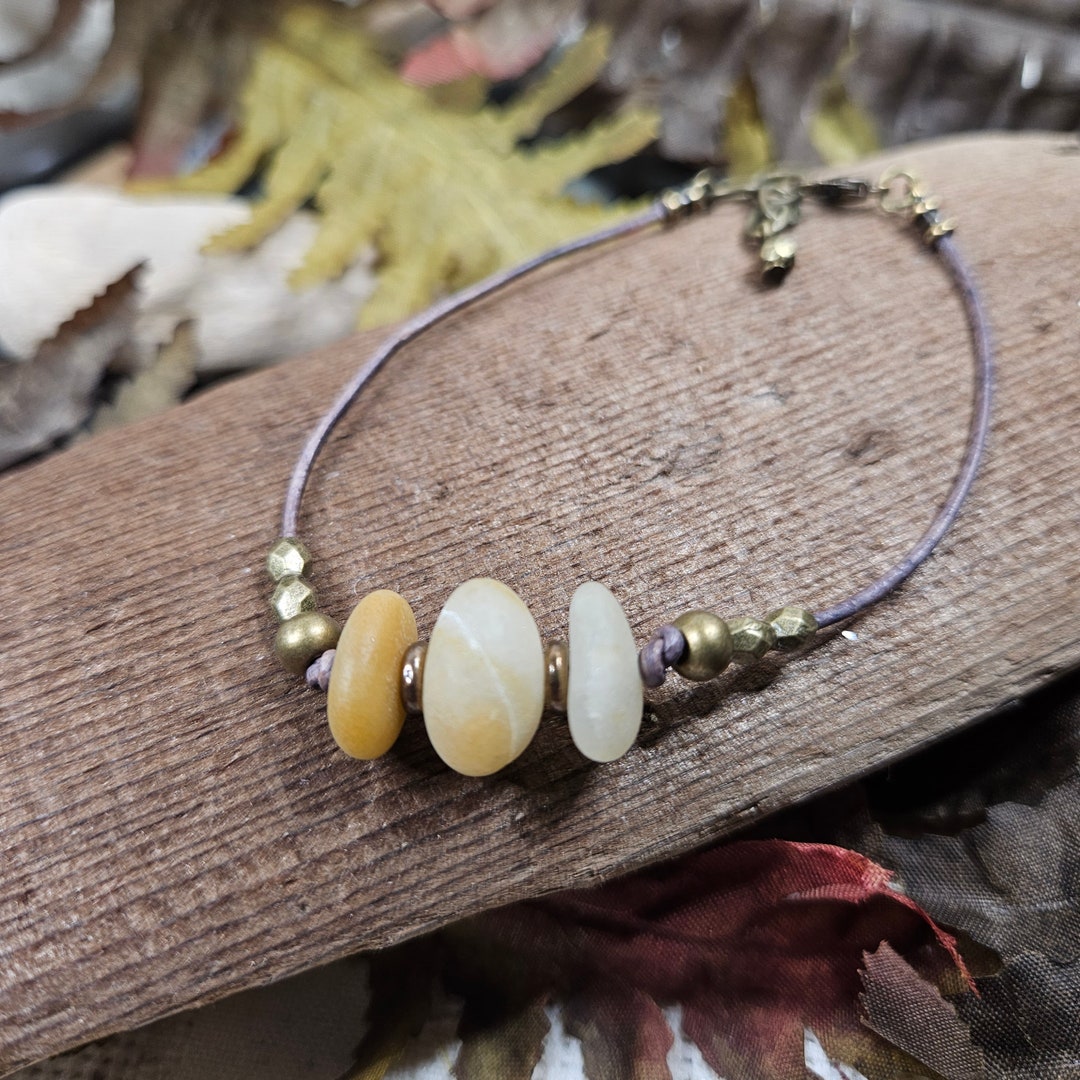 Beach Stone, Pyrite, Faceted Pyrite, Leather, Bracelets - Etsy