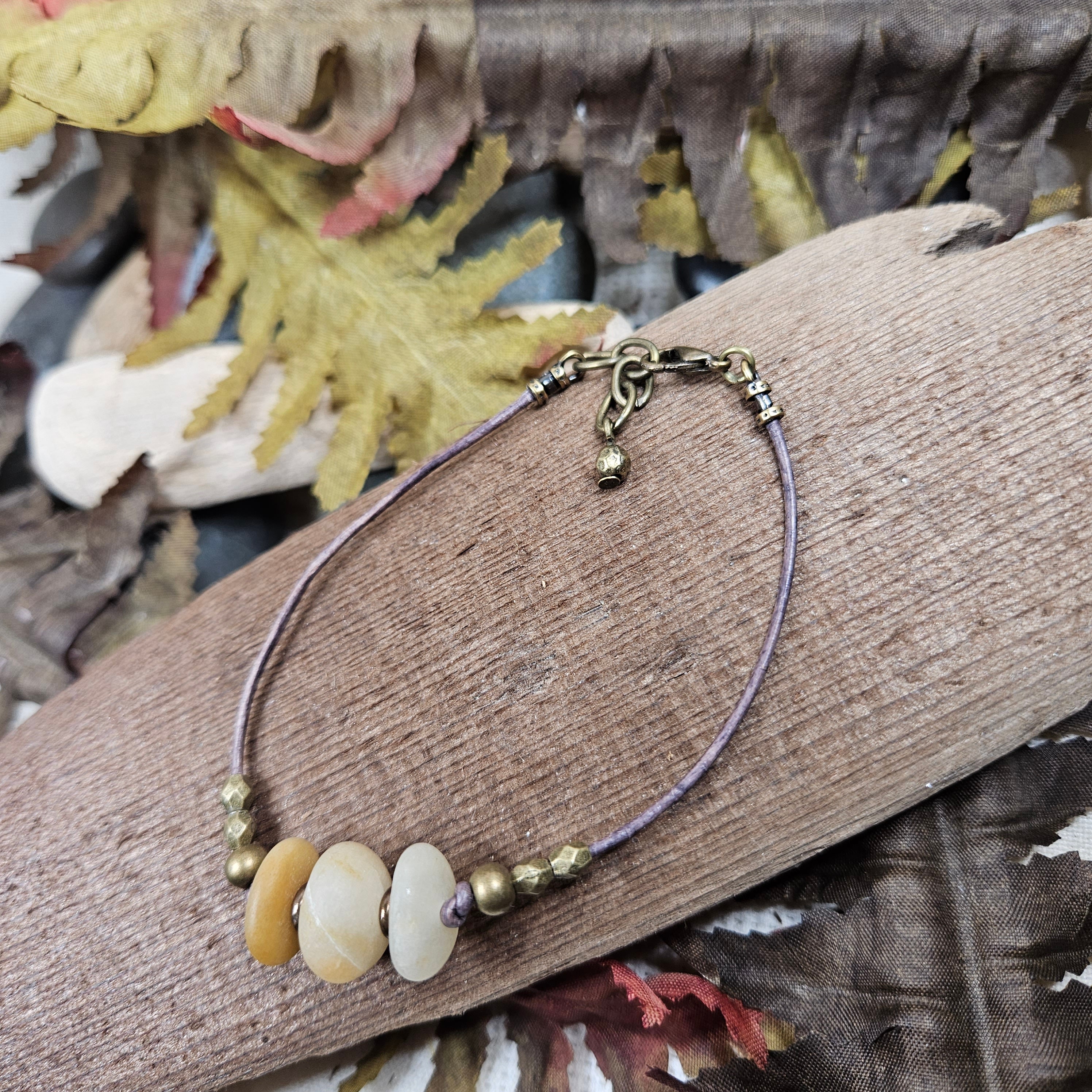 Beach Stone, Pyrite, Faceted Pyrite, Leather, Bracelets - Etsy