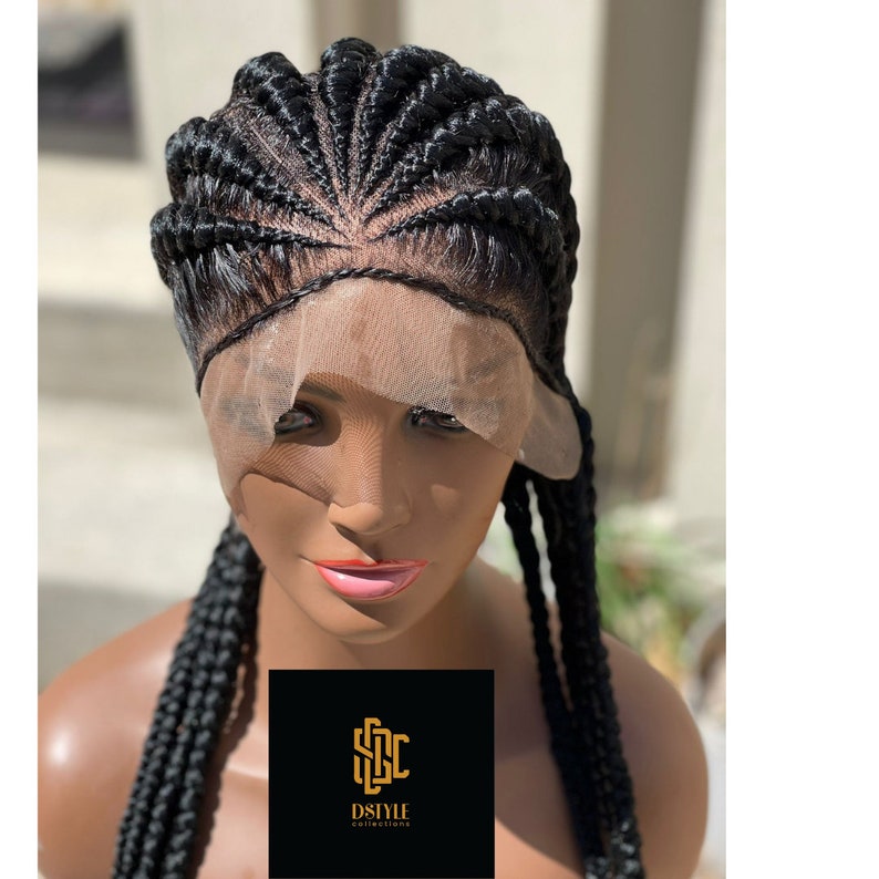 All Back Braided Wig Cornrow Wig Ghana Weaving Lace Wig 360 Lace ...