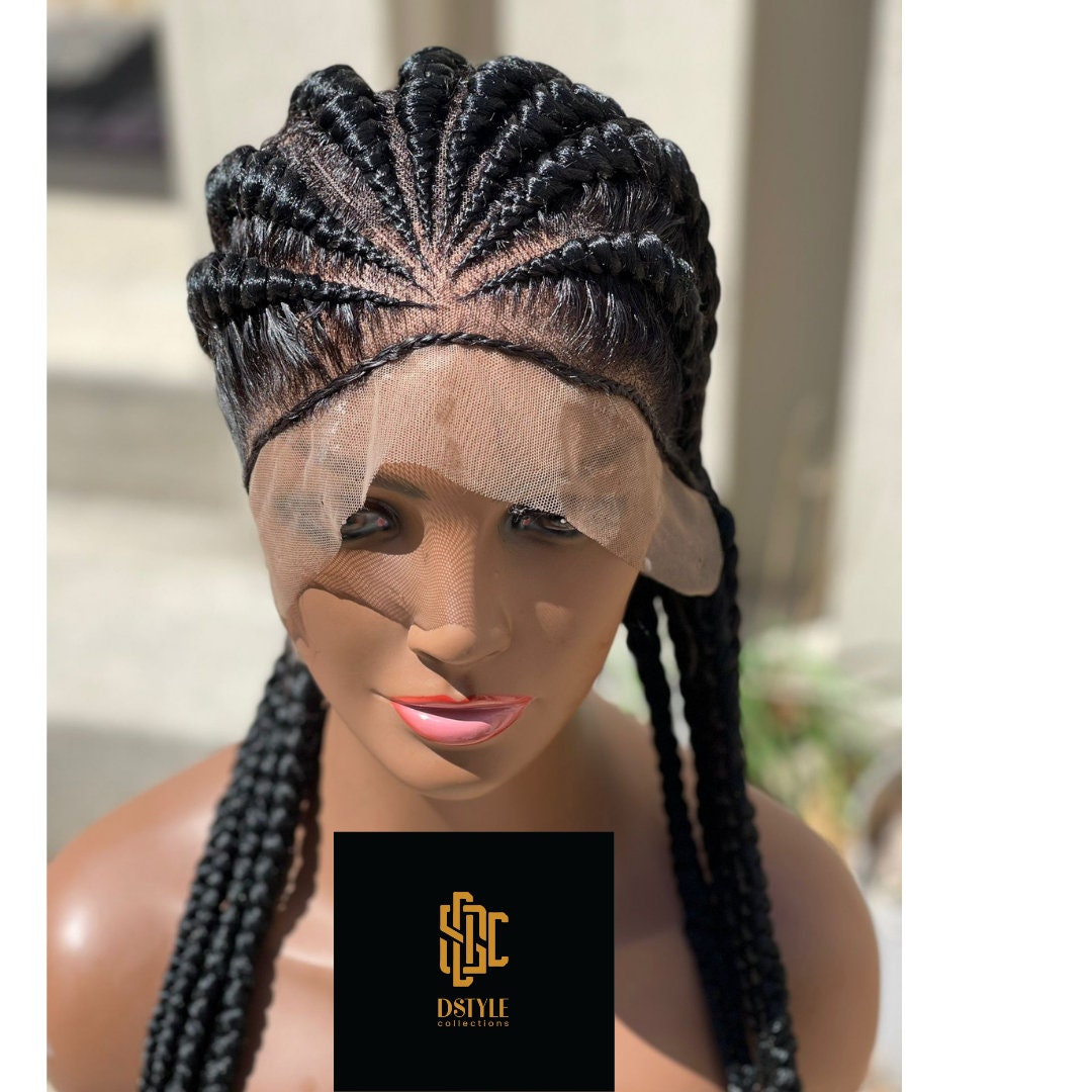 All Back Braided Wig Cornrow Wig Ghana Weaving Lace Wig 360 Lace ...