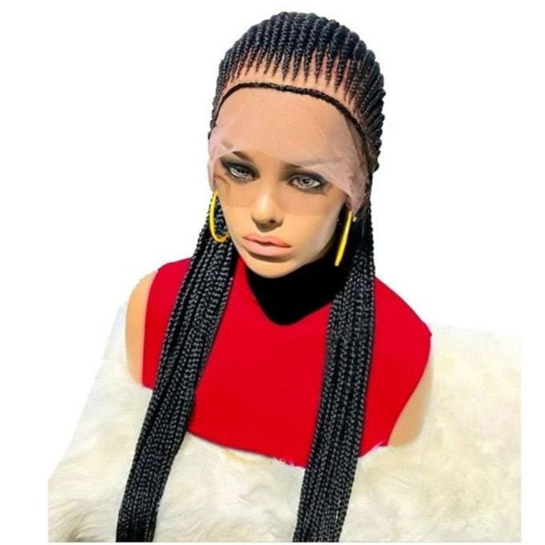 All Back Braided Wig Cornrow Wig Ghana Weaving Lace Wig 360 Lace ...