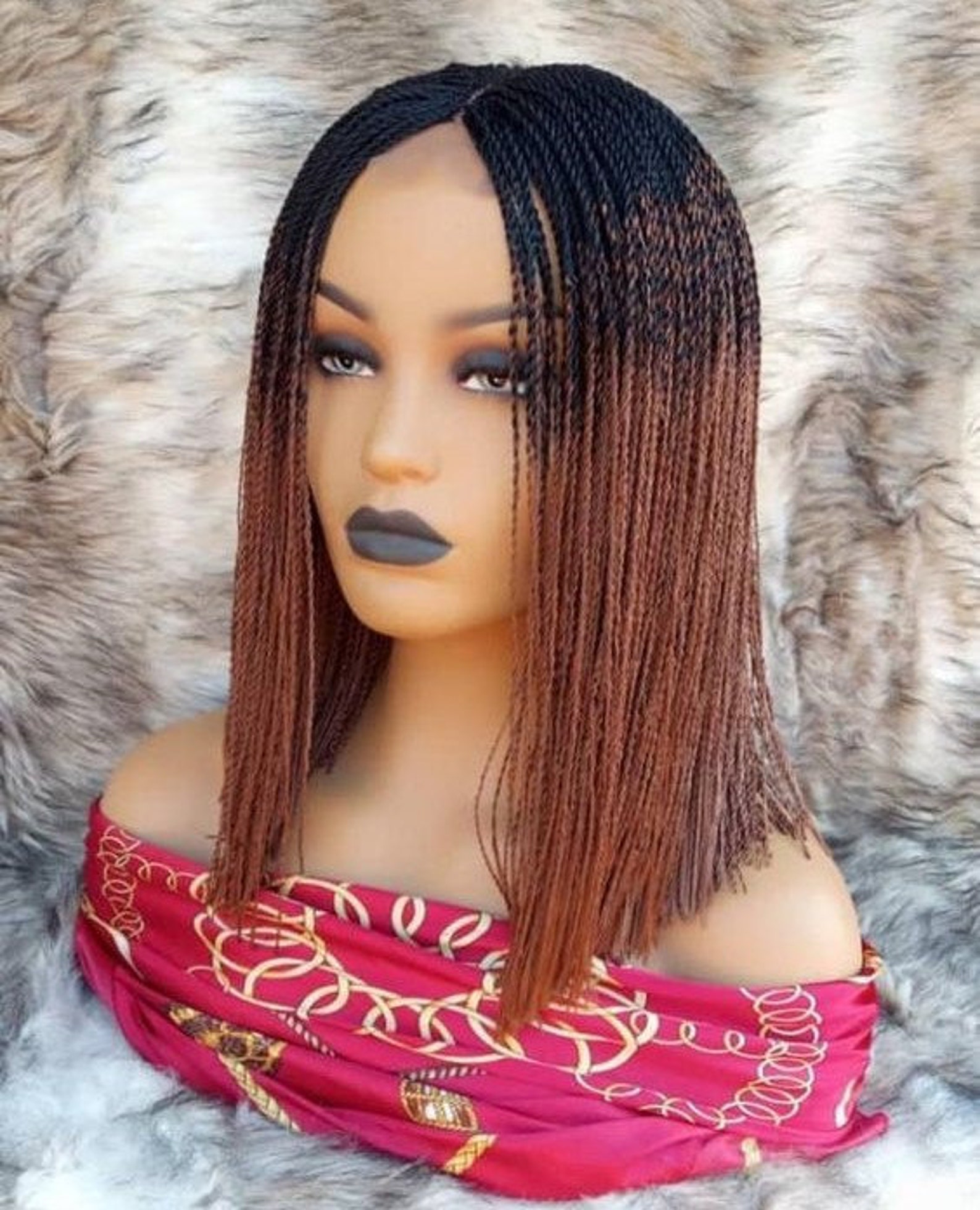 Blunt Bob Braided Wig Twist Braid Box Braid Handmade - Etsy
