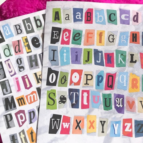 Y2k Multi Color Ransom Note Letter Sticker Sheets - Etsy Canada