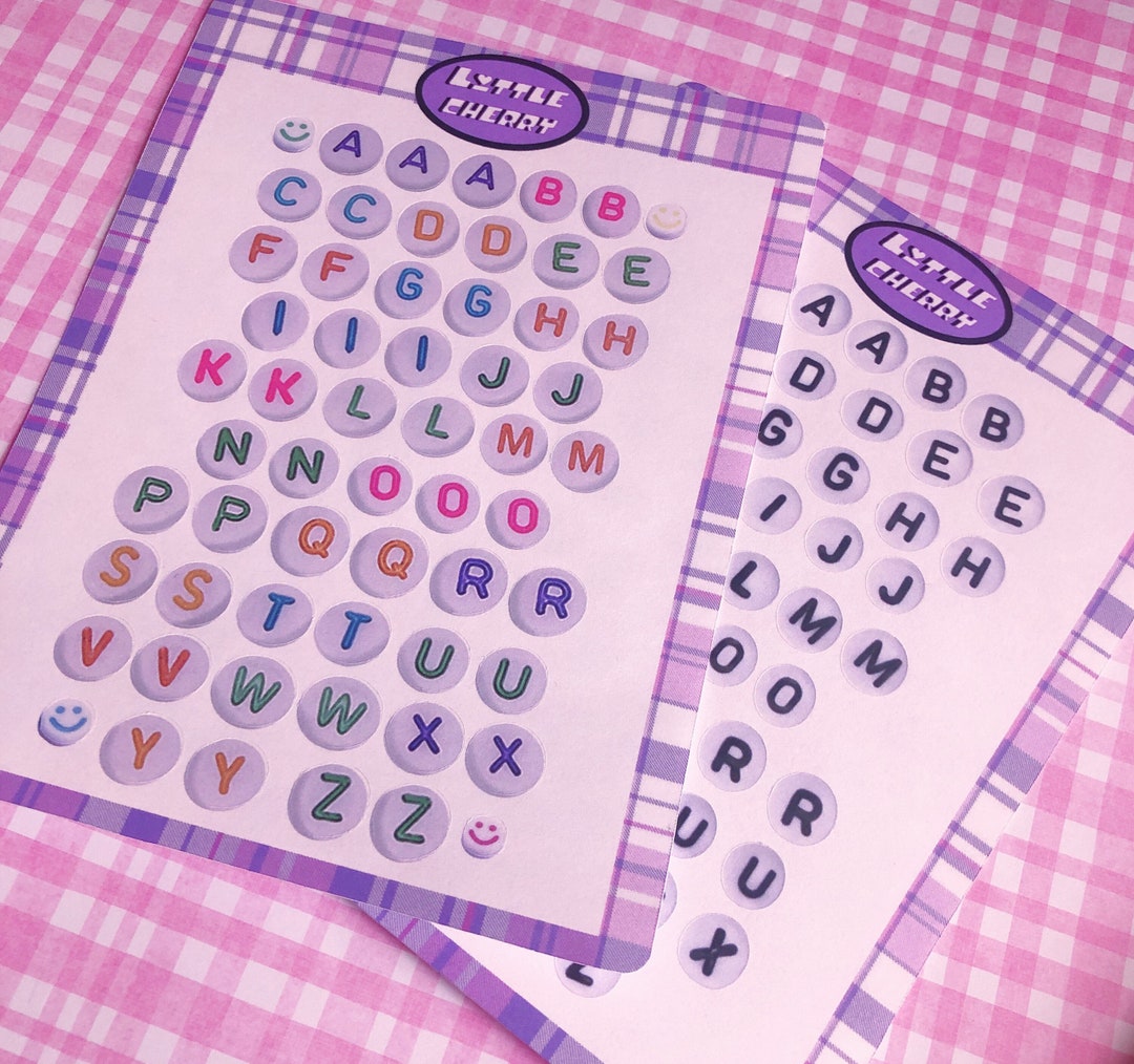 Y2k Letter Bead Style Sticker Sheets – Colorful Alphabet Stickers for ...