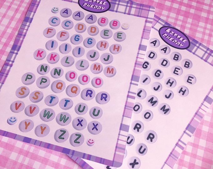 Y2k Letter Bead Style Sticker Sheets – Colorful Alphabet Stickers for ...