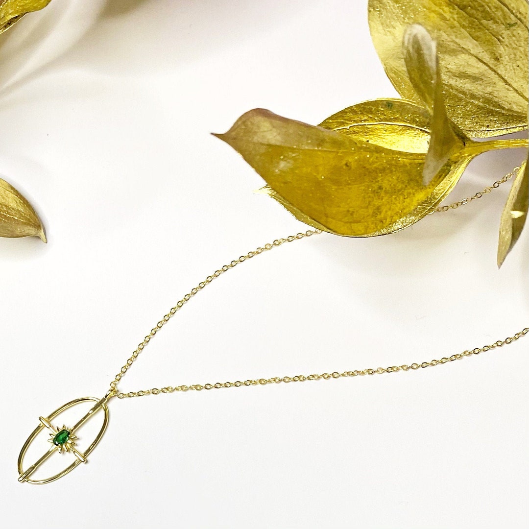 ASTRIX Emerald CZ Gold Medallion Star Cross Pendant Necklace - Etsy