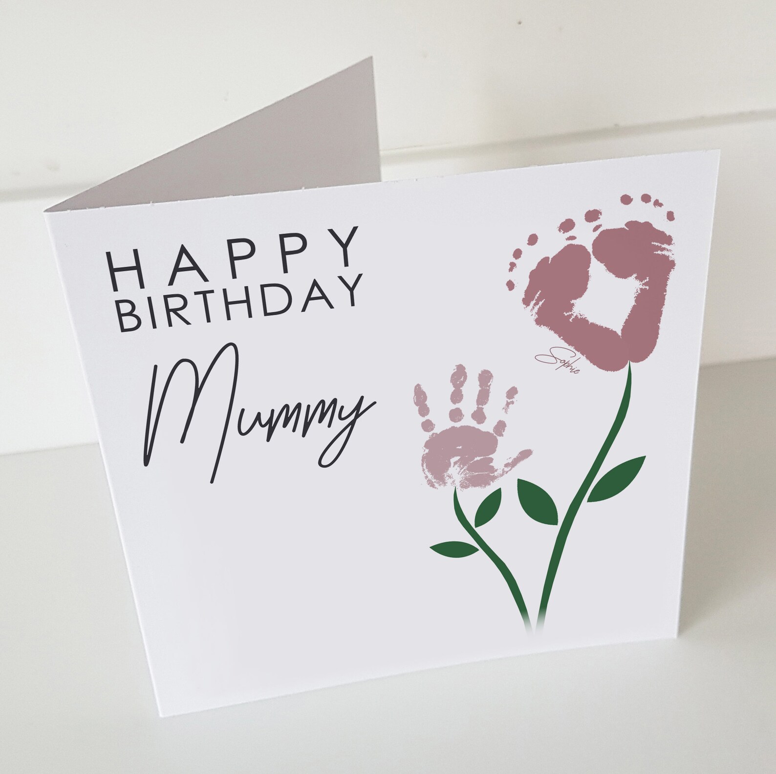 Flower Baby Footprint Card Personalised for Mummy Nan Grandma | Etsy UK