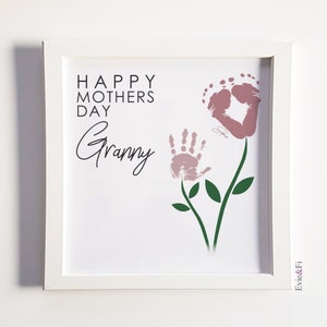 Flower Baby Footprint Card, Personalised for Mummy Nan Grandma Auntie ...