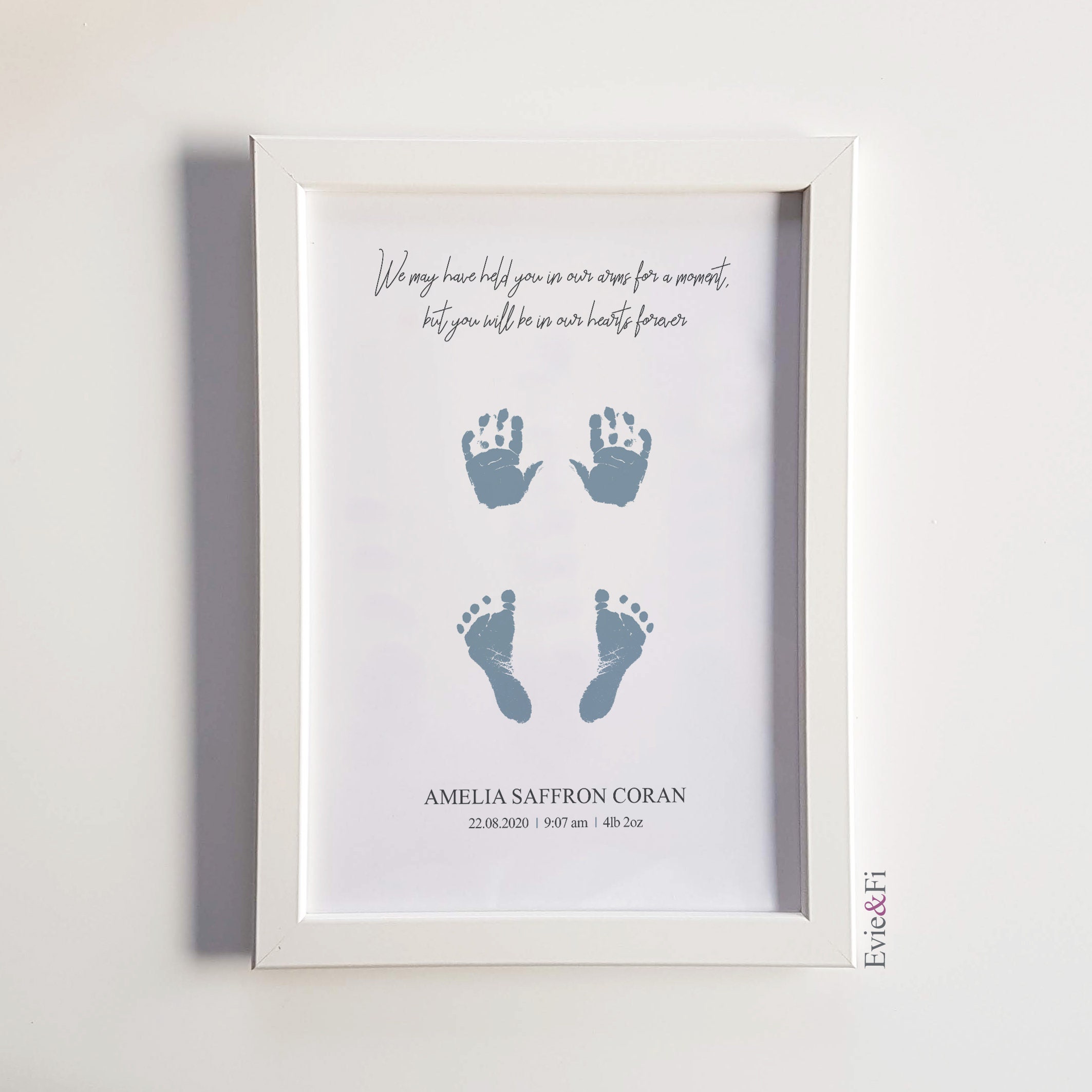 Angel Baby Handprint Footprint Memorial Print Stillborn Baby - Etsy