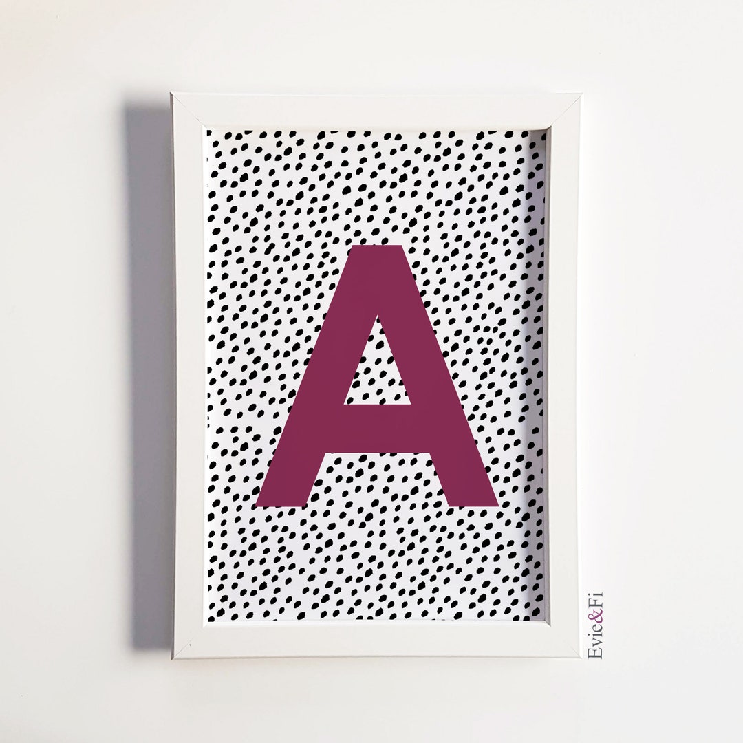 Spotty Initial Print Childrens Room Decor Nursery Initial - Etsy